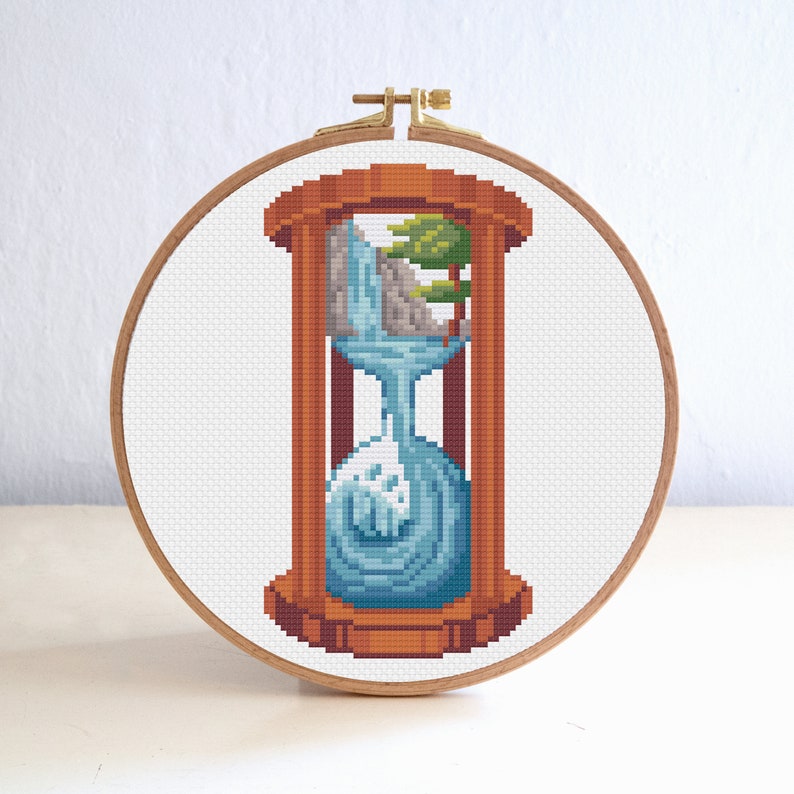 Nature Hourglass Cross Stitch Pattern Set Waterfall Cross - Etsy