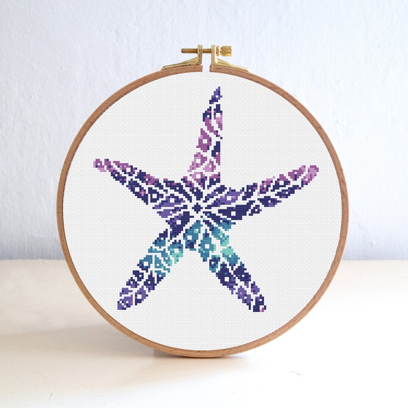 Mandala Sea Shell Cross Stitch Pattern Set Beach Cross - Etsy