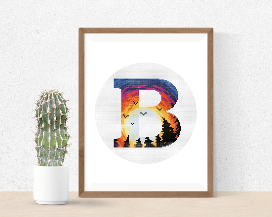 B Monogram Cross Stitch Pattern Alphabet Initial Letter | Etsy