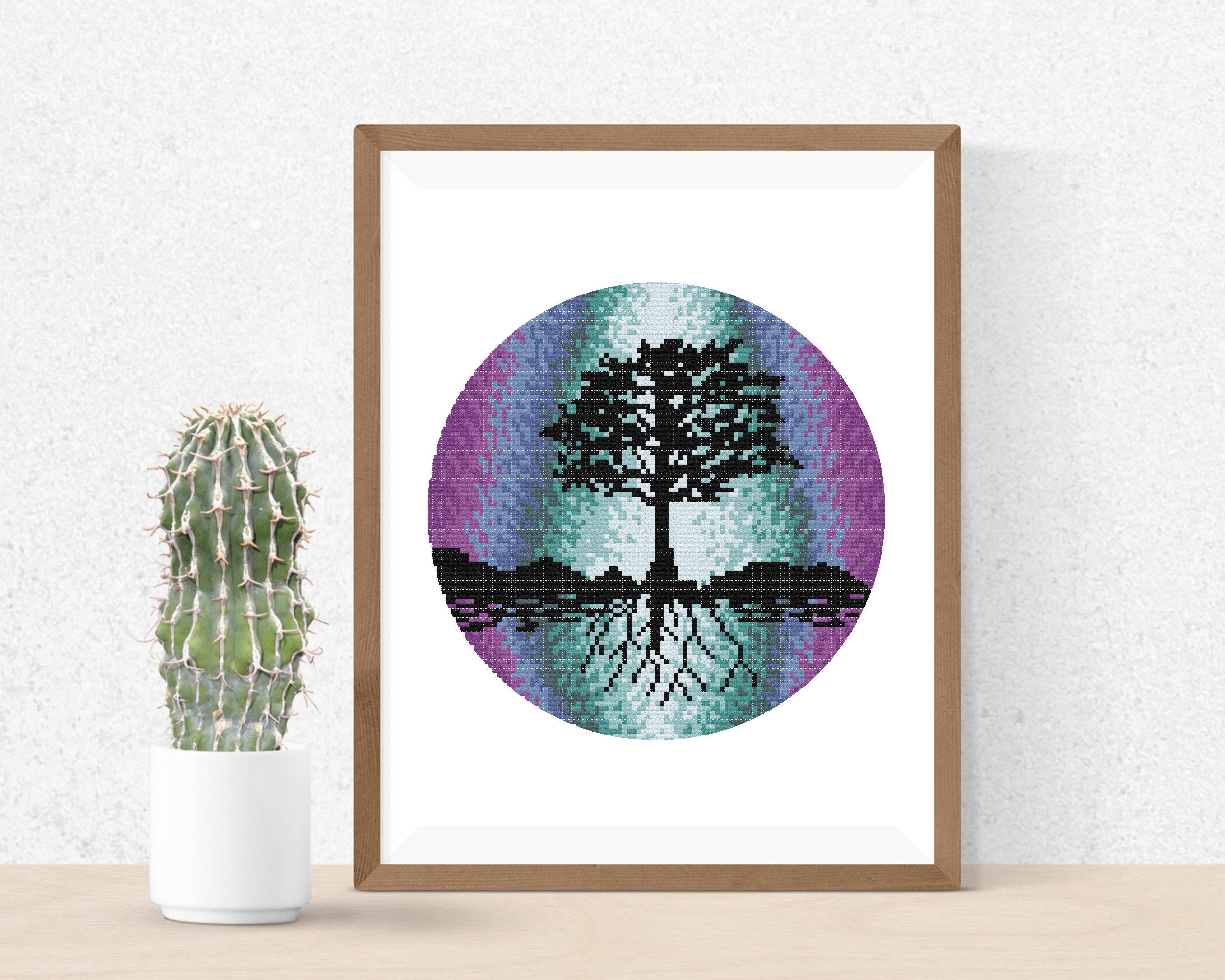 Tree of Life Cross Stitch Pattern Easy Landscape Nature | Etsy