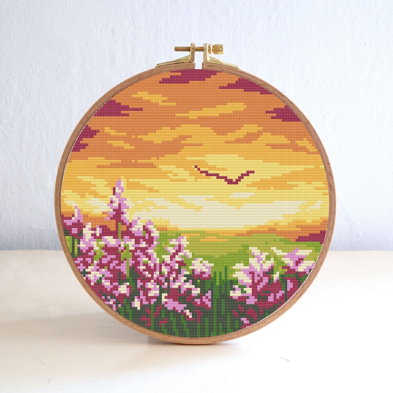 10 Nature Cross Stitch Pattern Set Easy Trees Landscape - Etsy