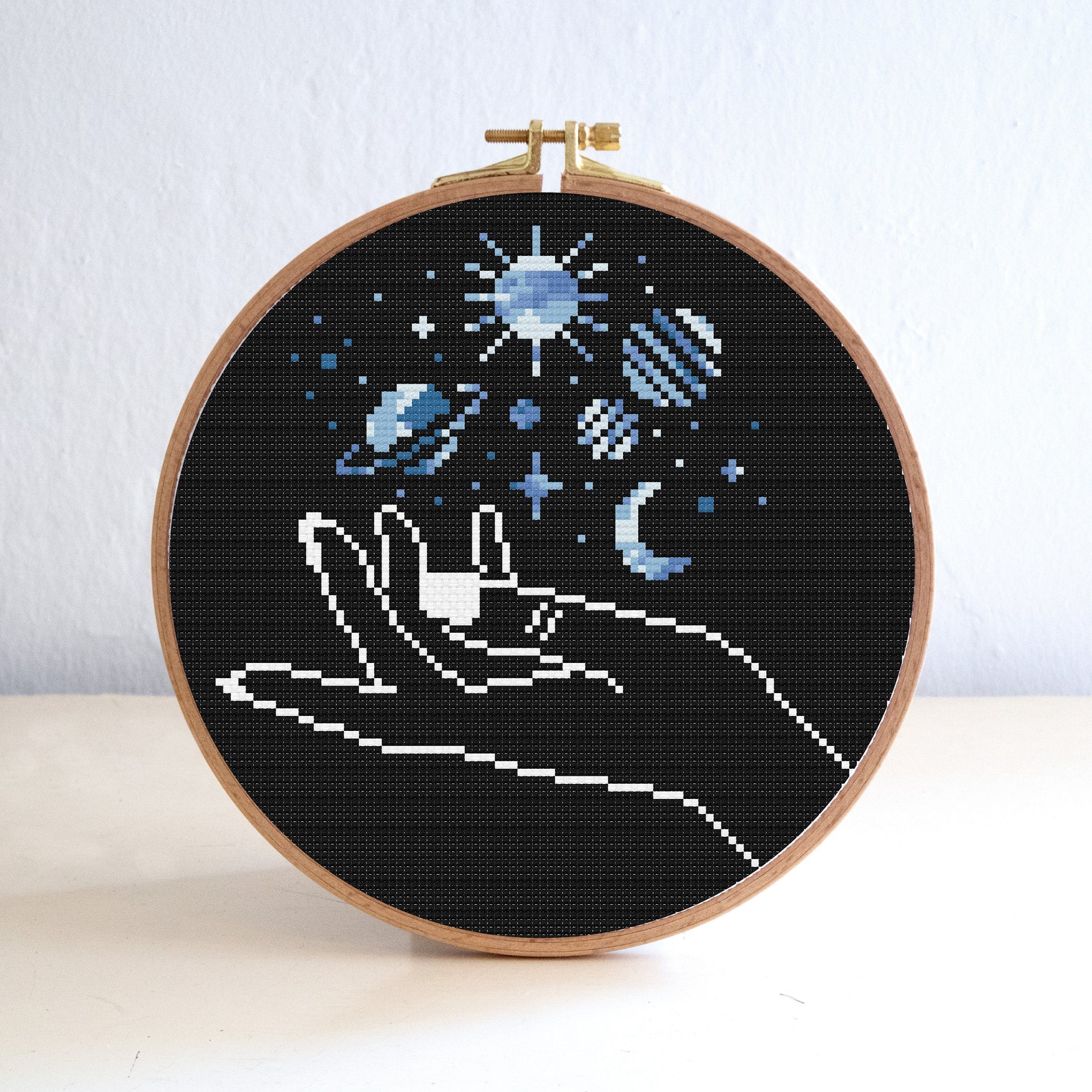 Cosmic Hands Stitch Pattern, Galaxy Silhouette Embroidery Pattern ...