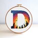 D Monogram Cross Stitch Pattern , Alphabet Initial Letter Cross Stitch ...