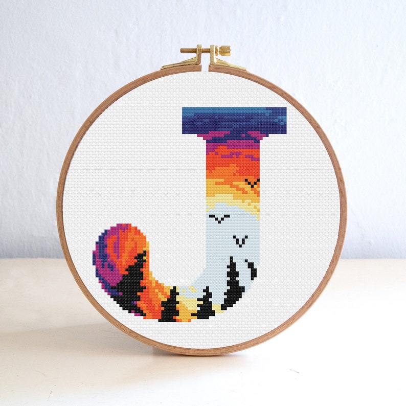 J Monogram Cross Stitch Pattern , Alphabet Initial Letter Cross Stitch ...