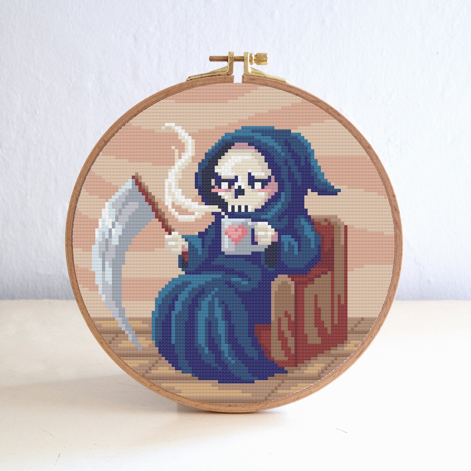 Grim Reaper Funny Cross Stitch Pattern Set Cute Halloween Cross Stitch ...