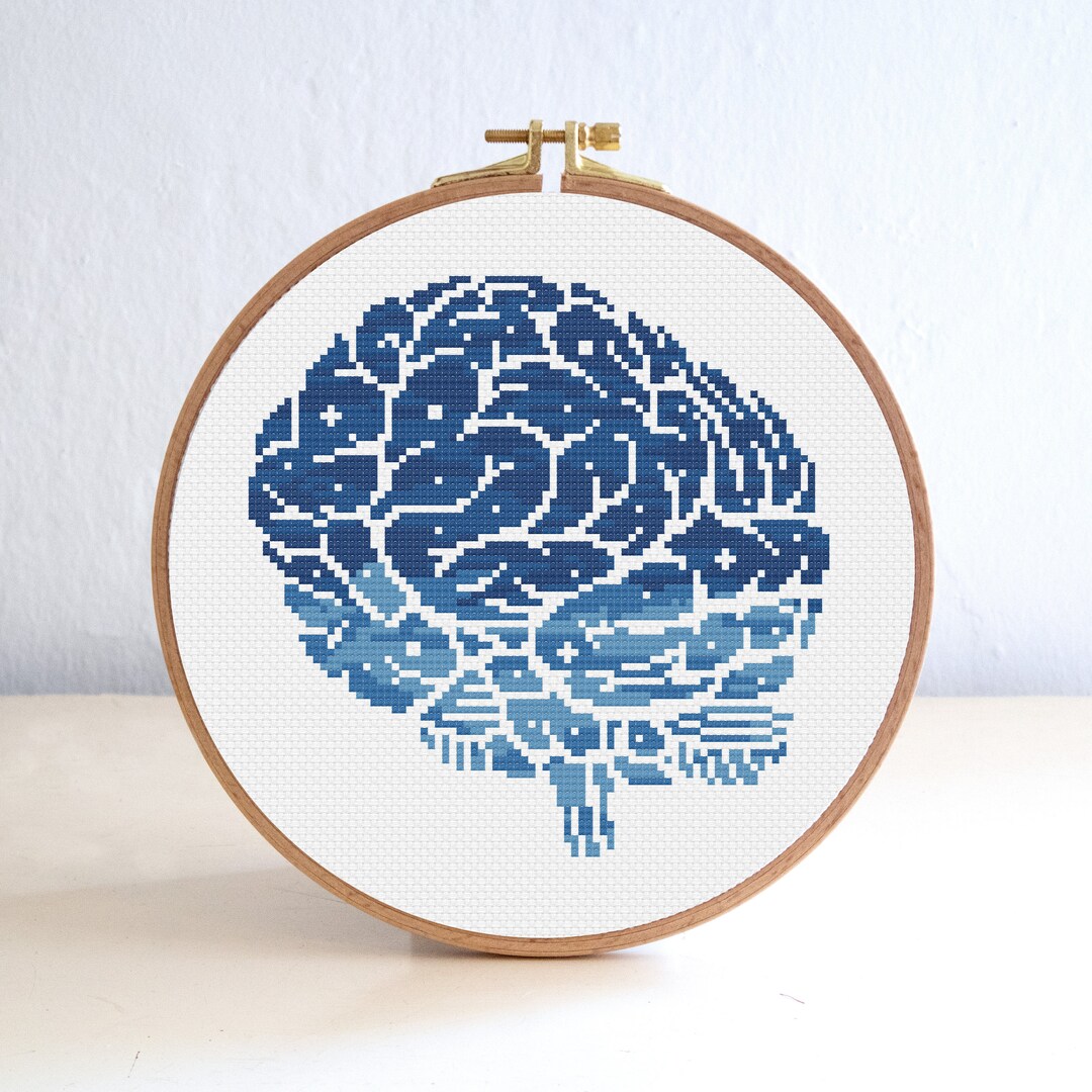 Brain Cross Stitch Pattern , Anatomy Embroidery , Sky Stars Science ...