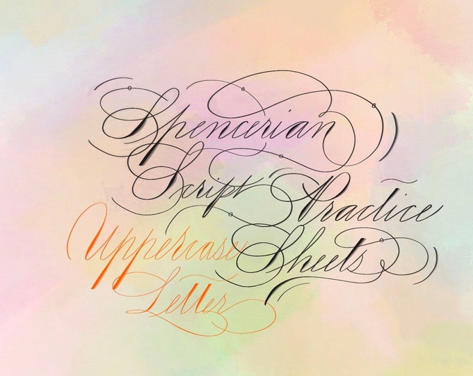 Calligraphy Practice Sheets, Spencerian Script, Lowercase Letters and Capitals Letters, Digital ...
