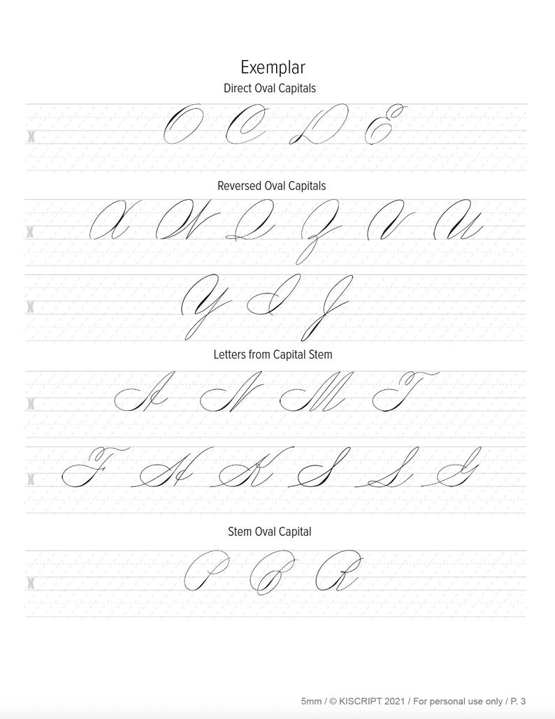 Spencerian Script Practice Sheets (uppercase) - Etsy