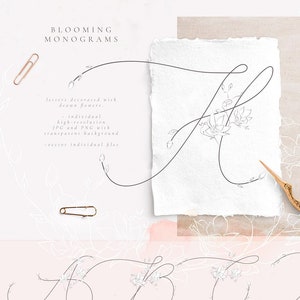 Art Collection of Blooming Handwritten Alphabet, Uppercase, Lowercase ...