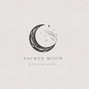 Premade Moon Brand Logo Design for Blog or Small Business, Line Art ...