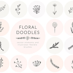 Hand Drawn Floral Doodles: SVG Hand Drawn Doodle Florals, Vector ...