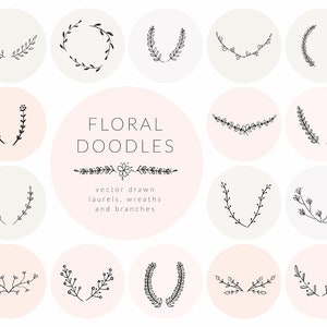 Hand Drawn Floral Doodles: SVG Hand Drawn Doodle Florals, Vector ...