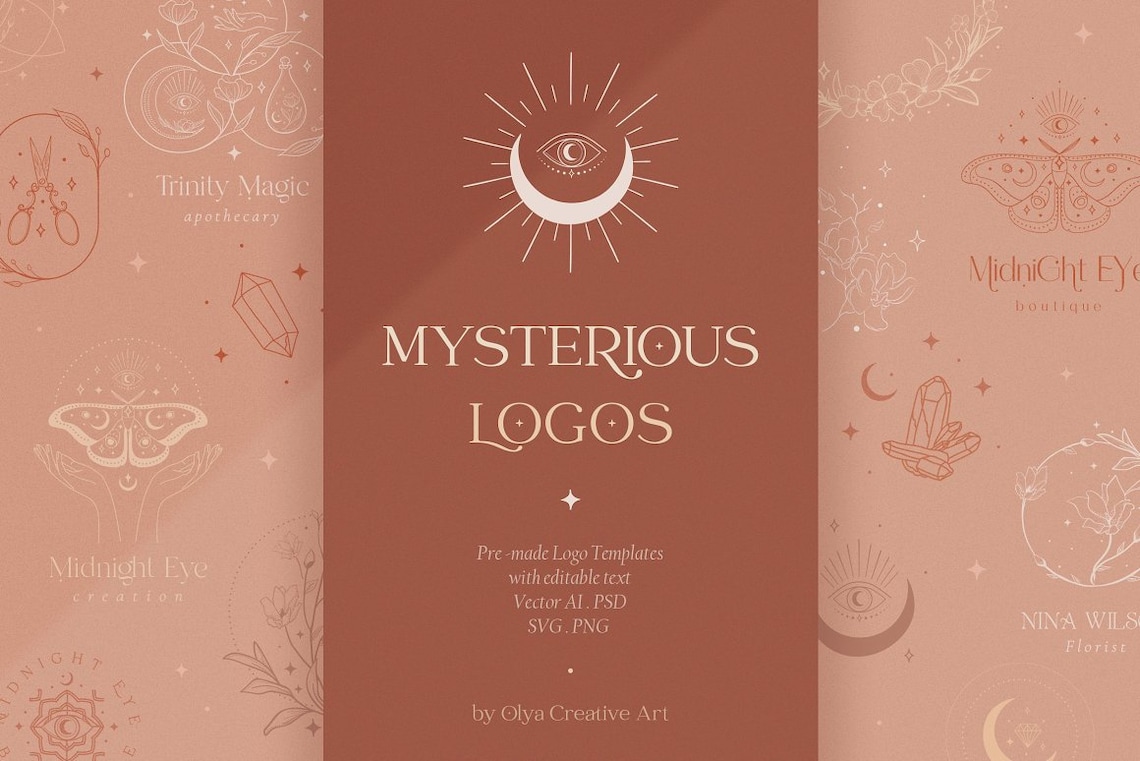 Mysterious Logos Collection. Fully Editable Pre-made Logo Designs ...