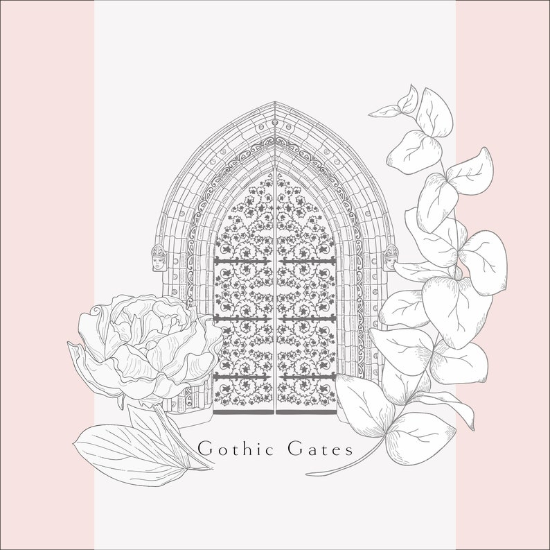Hand-drawn Gothic Gates Windows. Logo Templates. Floral - Etsy