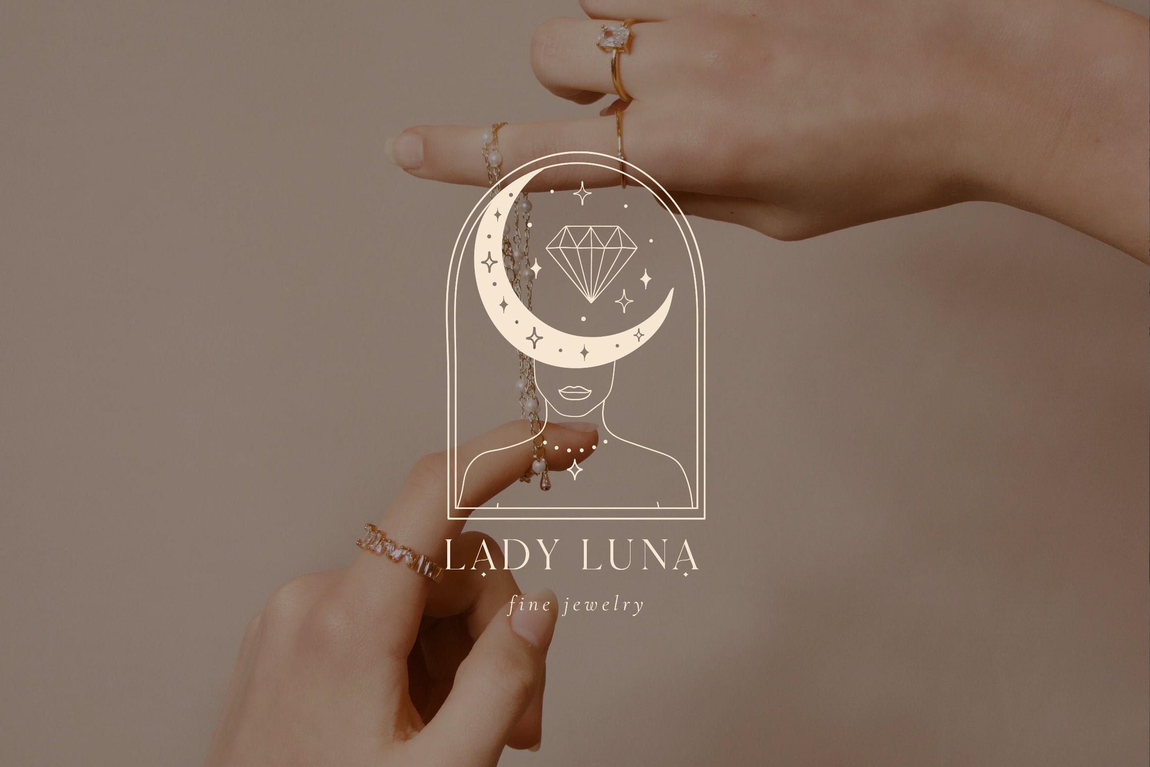 Premade Lady Luna Brand Logo Design for Blog or Small Business Line Art ...