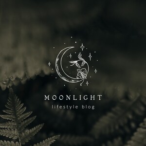 Premade Moon Brand Logo Design for Blog or Small Business, Line Art ...