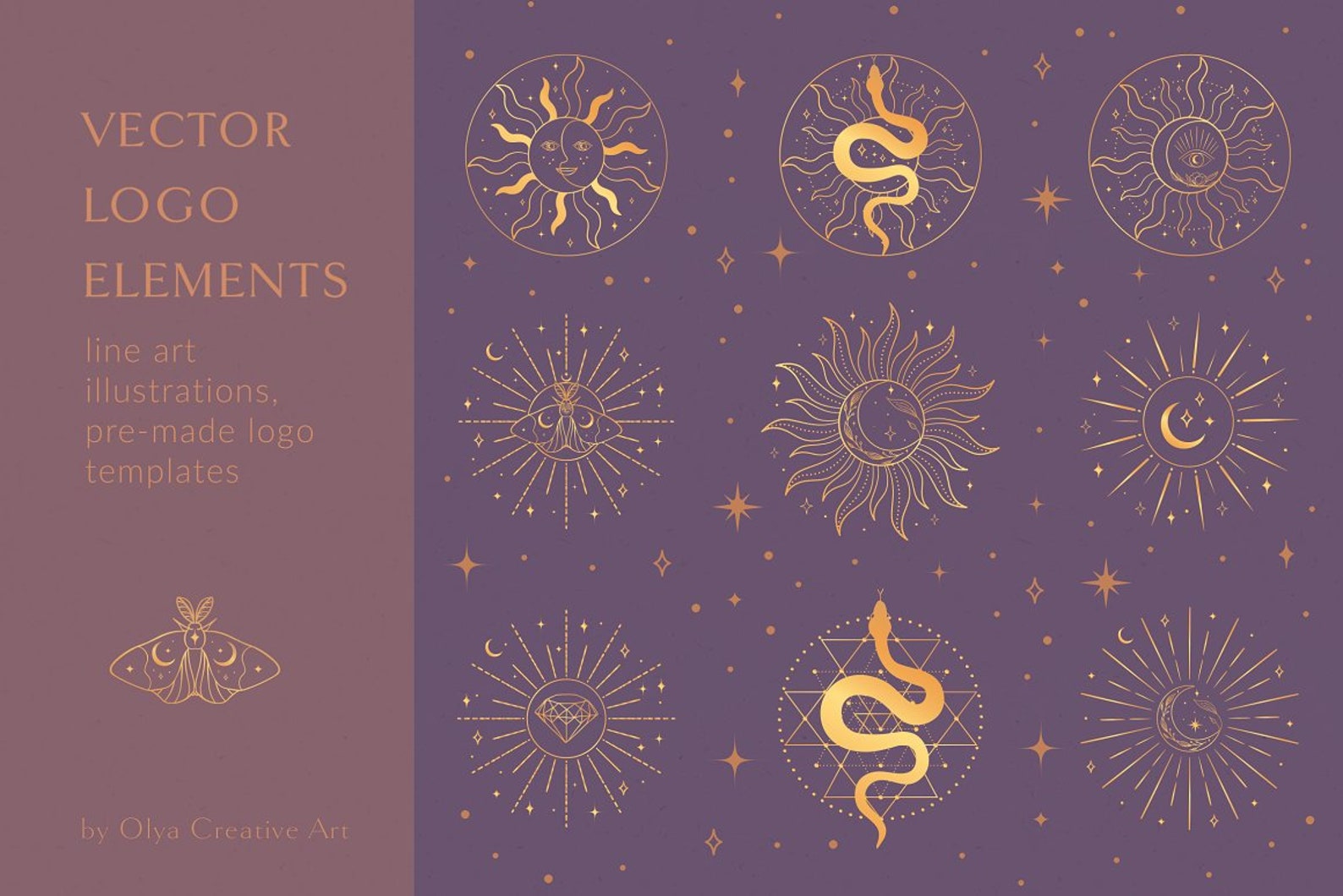 Golden Sacred Sun Logo Designs. Esoteric Golden Mystic - Etsy
