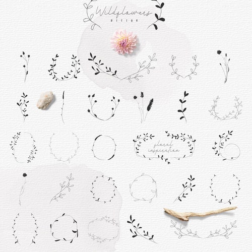 Simple Botanical Leaf Rose Floral Border Svg Cut File Clip Art - Etsy