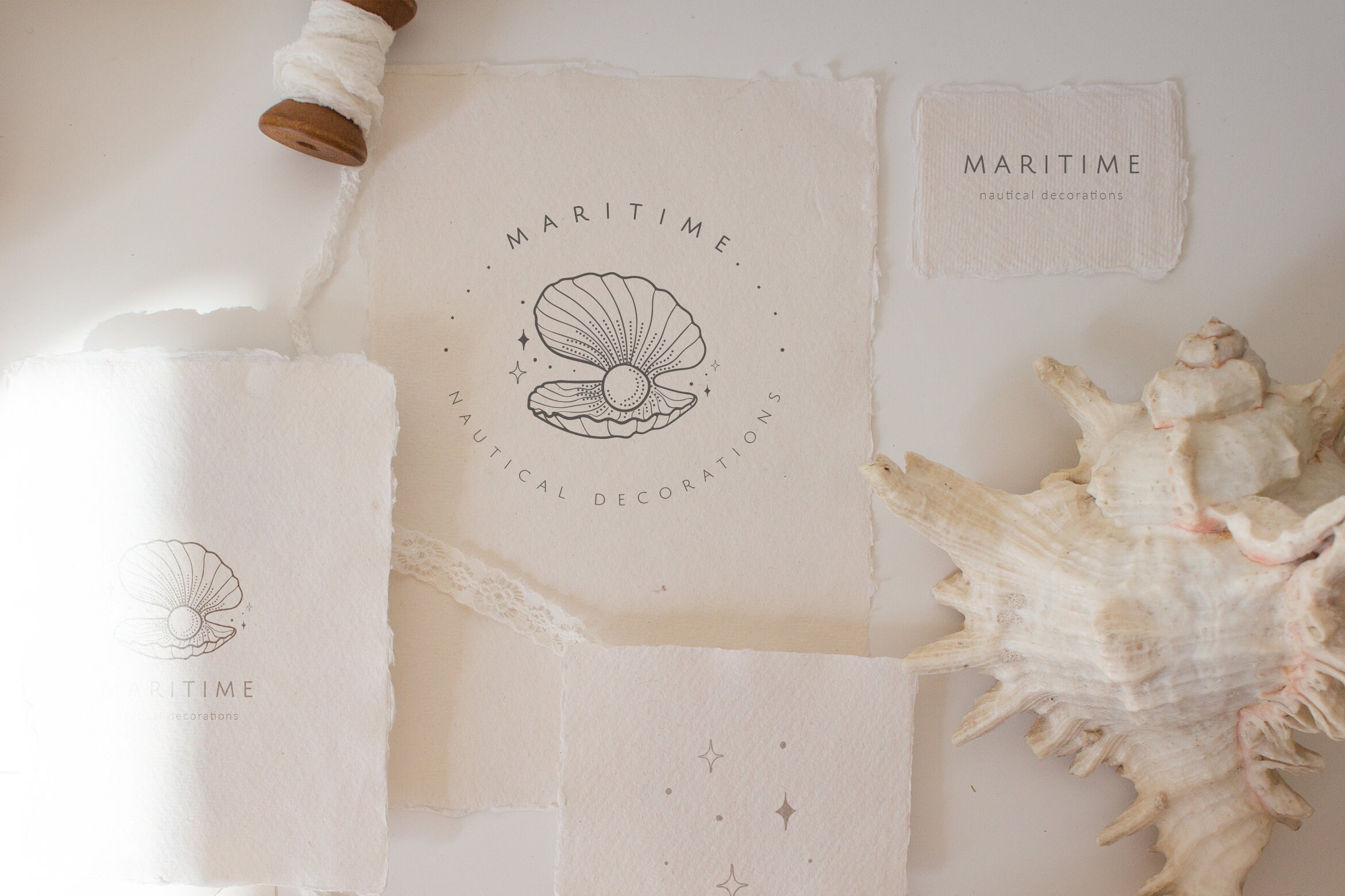Seashell Premade Brand Logo Design for Small Business Line - Etsy