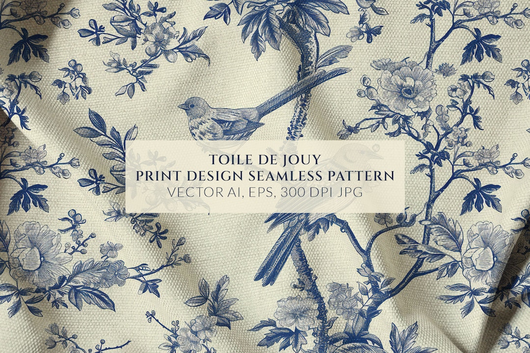 Toile De Jouy Vintage Floral Seamless Pattern: Elegant Vector Graphics ...