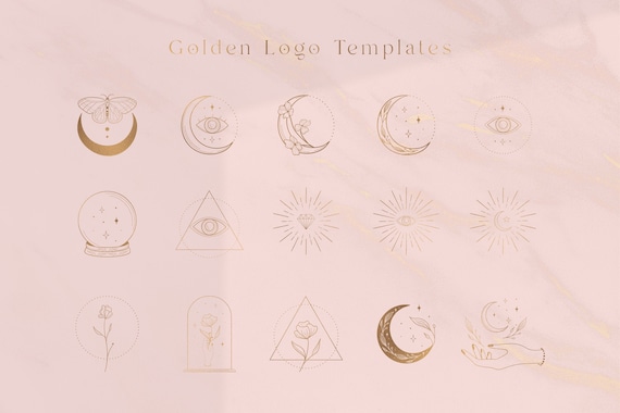 Golden Logo Designs Illustrations. Social Media Professional | Etsy