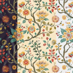 Mystical Mughal Indian Floral Seamless Patterns Kalamkari Art ...