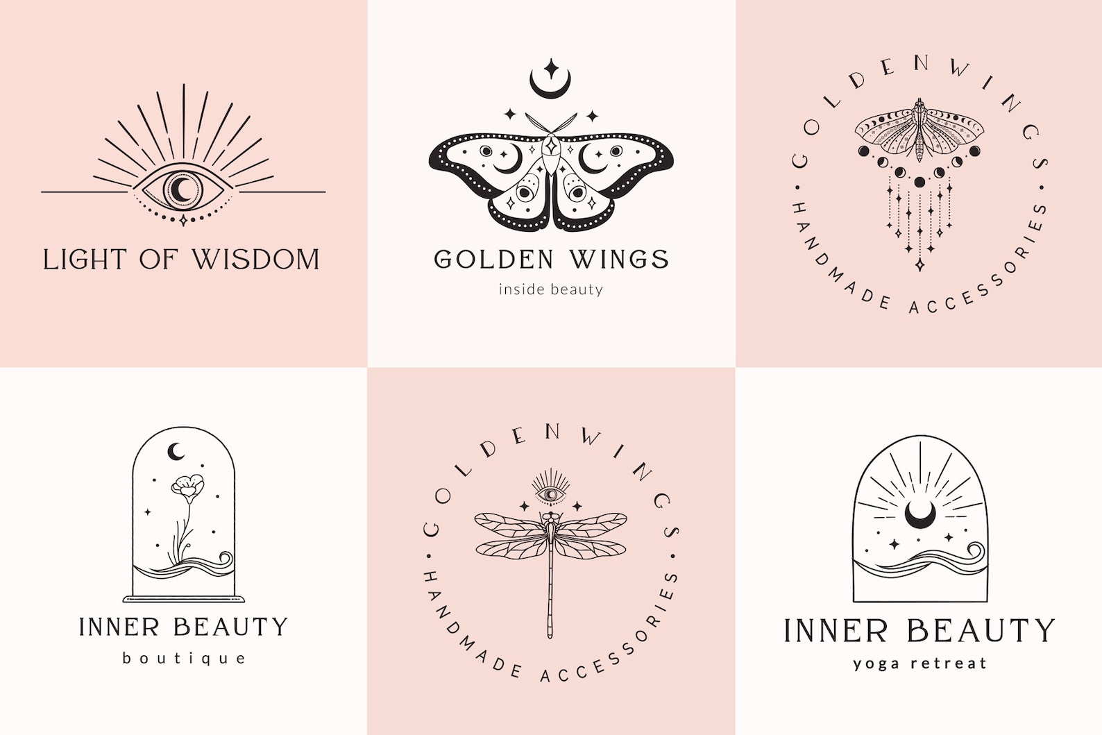 Premade Logo Designs. Esoteric Mystic and Floral Symbols: Decorative ...
