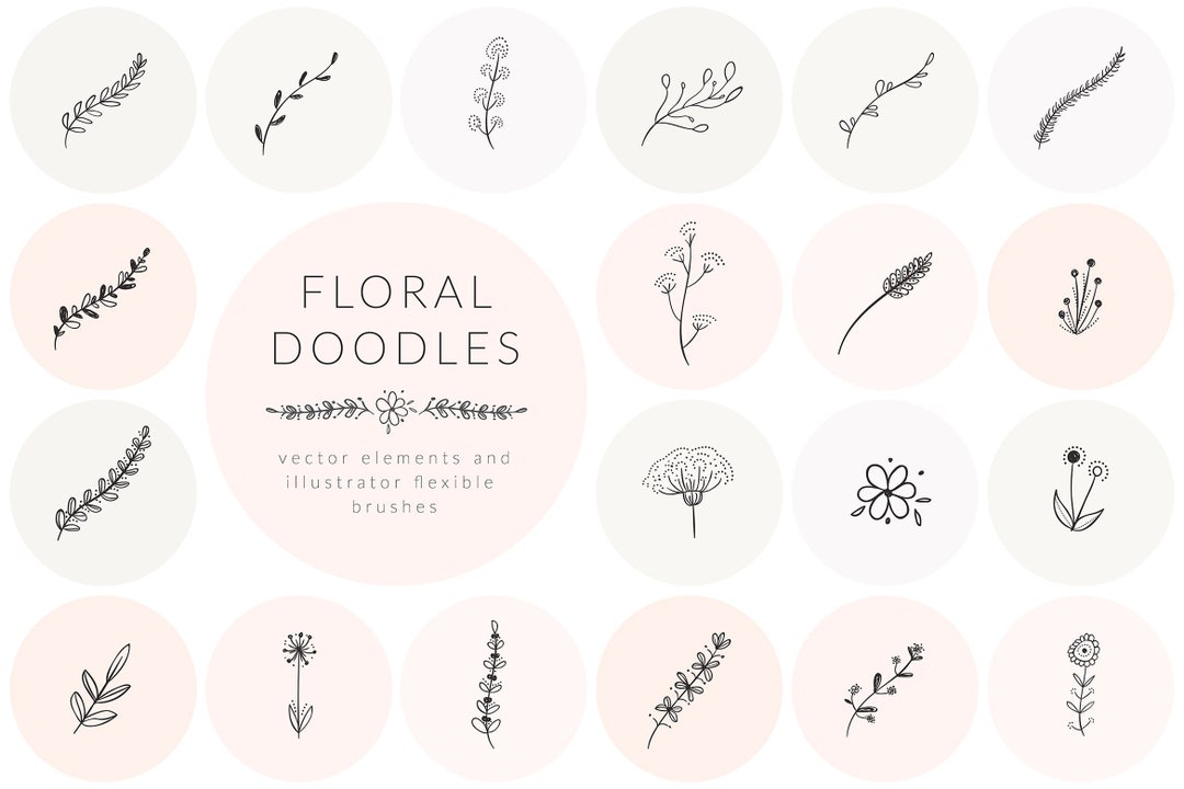 Hand Drawn Floral Doodles: SVG Hand Drawn Doodle Florals, Vector ...