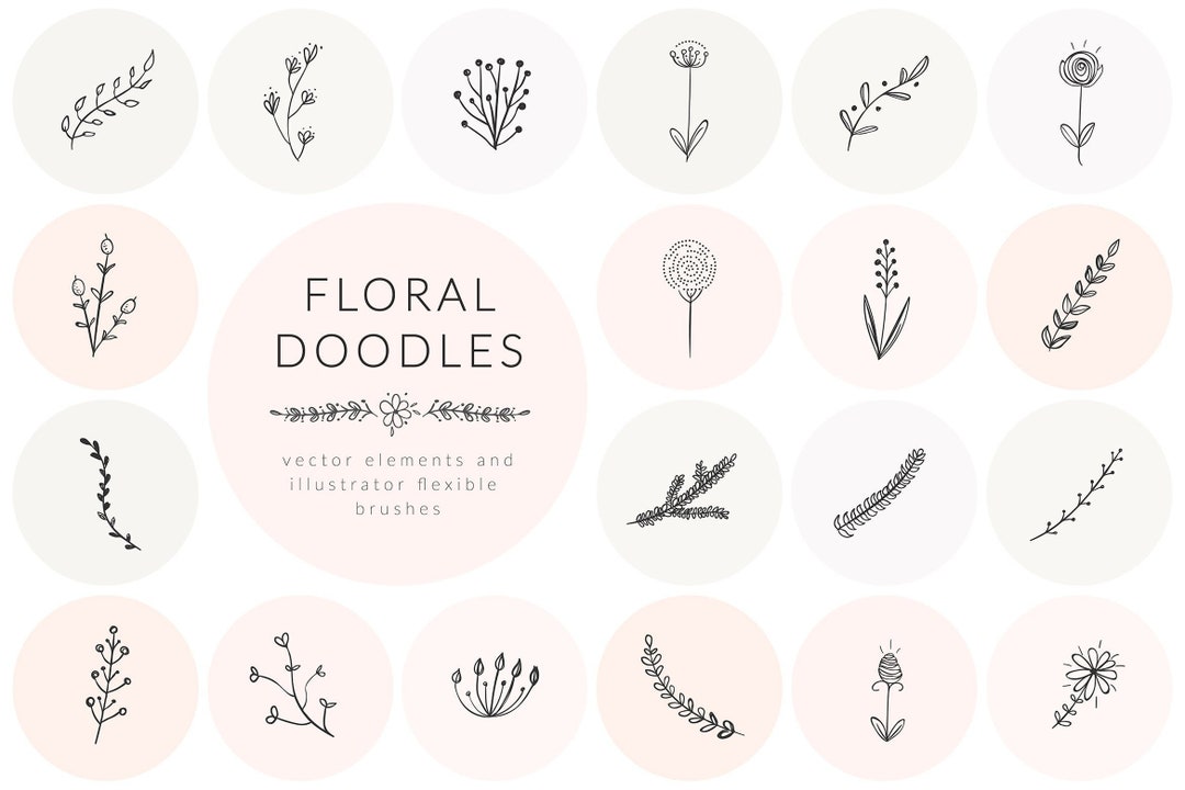 Hand Drawn Floral Doodles: SVG Hand Drawn Doodle Florals, Vector ...