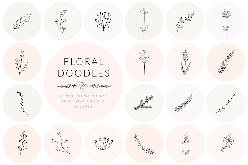 Hand Drawn Floral Doodles: SVG Hand Drawn Doodle Florals - Etsy