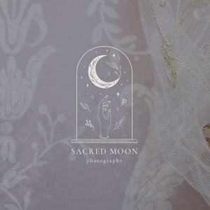 Premade Moon Brand Logo Design for Blog or Small Business, Line Art ...