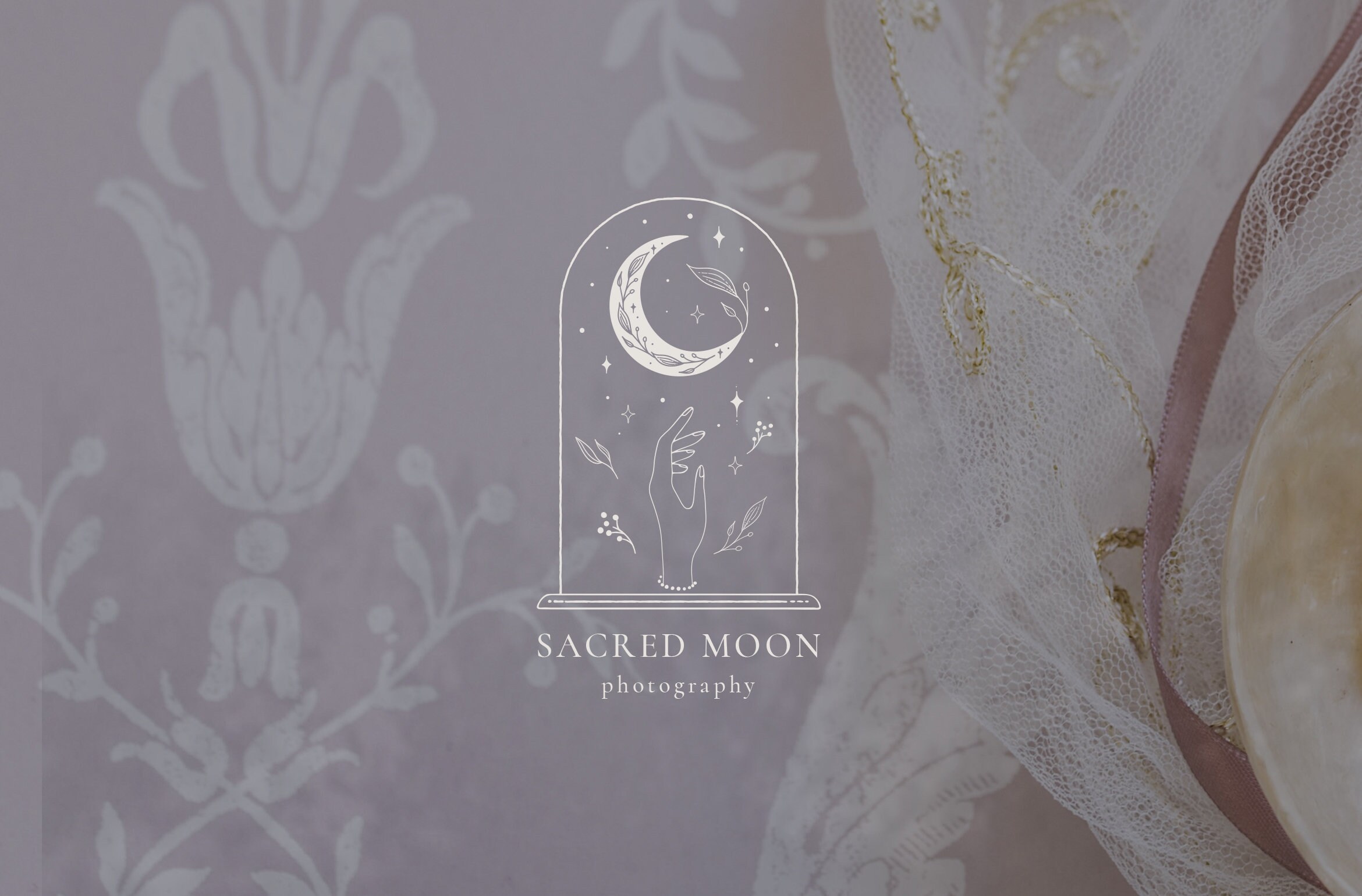 Premade Moon Brand Logo Design for Blog or Small Business, Line Art ...