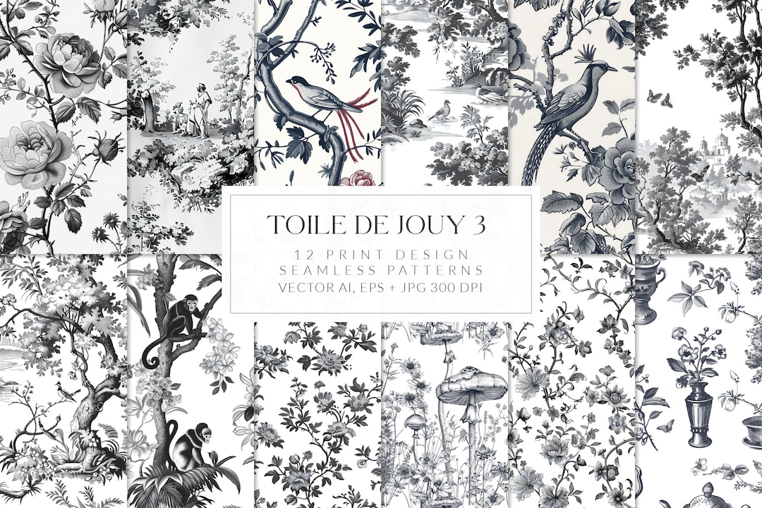 Toile De Jouy Print Design Seamless Patterns Vintage Classic Charm ...