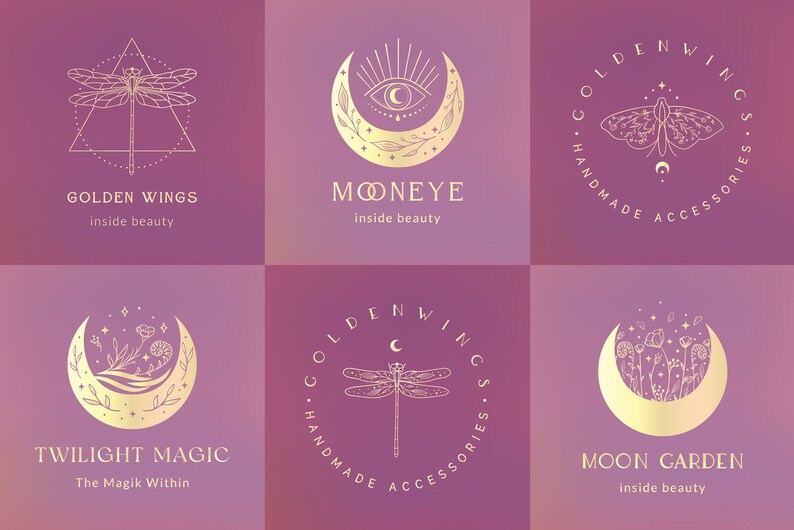 Premade Logo Designs. Esoteric Mystic and Floral Symbols: Decorative ...