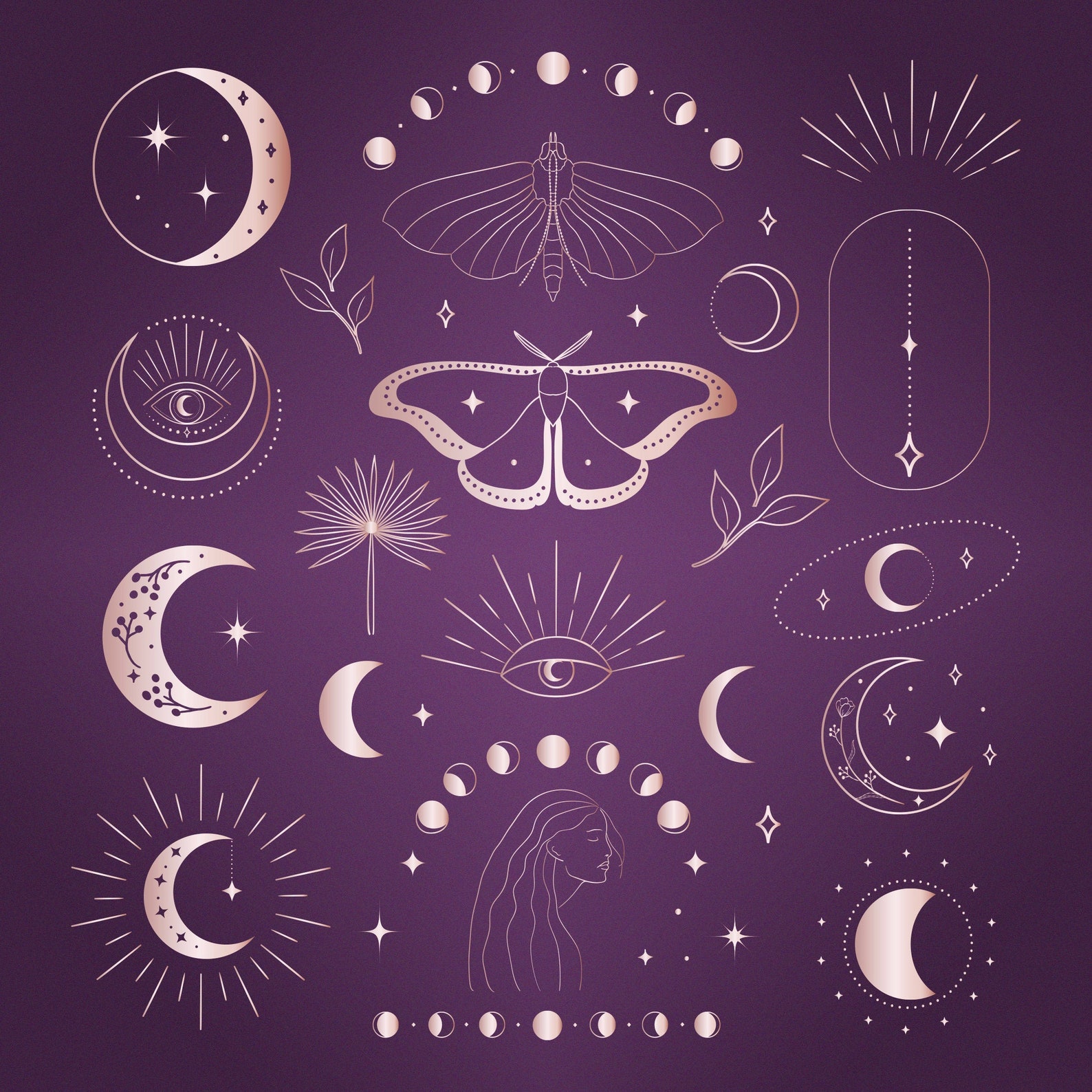 Abstract Mystic Logo Designs. Esoteric Symbols: Eyes, Stars, Moon ...