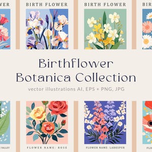 Birth Month Flowers Wall Art Posters + Individual Flower Designs Birth ...