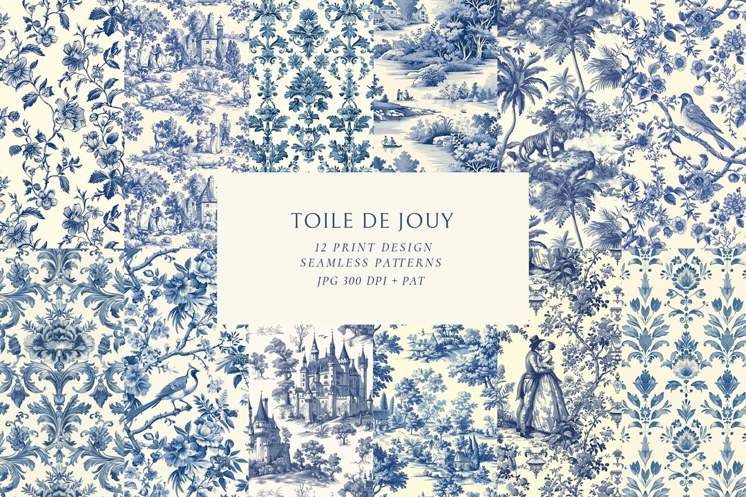 Classic Antique Toile De Jouy Ornaments Revival Vintage Seamless Print ...