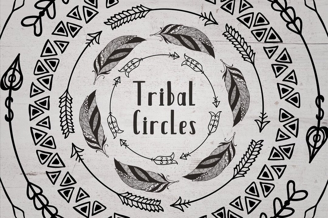 Set of 63 Hand Drawn Tribal Circles. Decorative Geometric Logo Elements ...