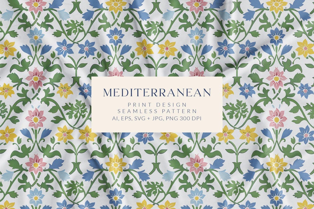 Antique Mediterranean Traditional Arabesque Ornament Print Design ...