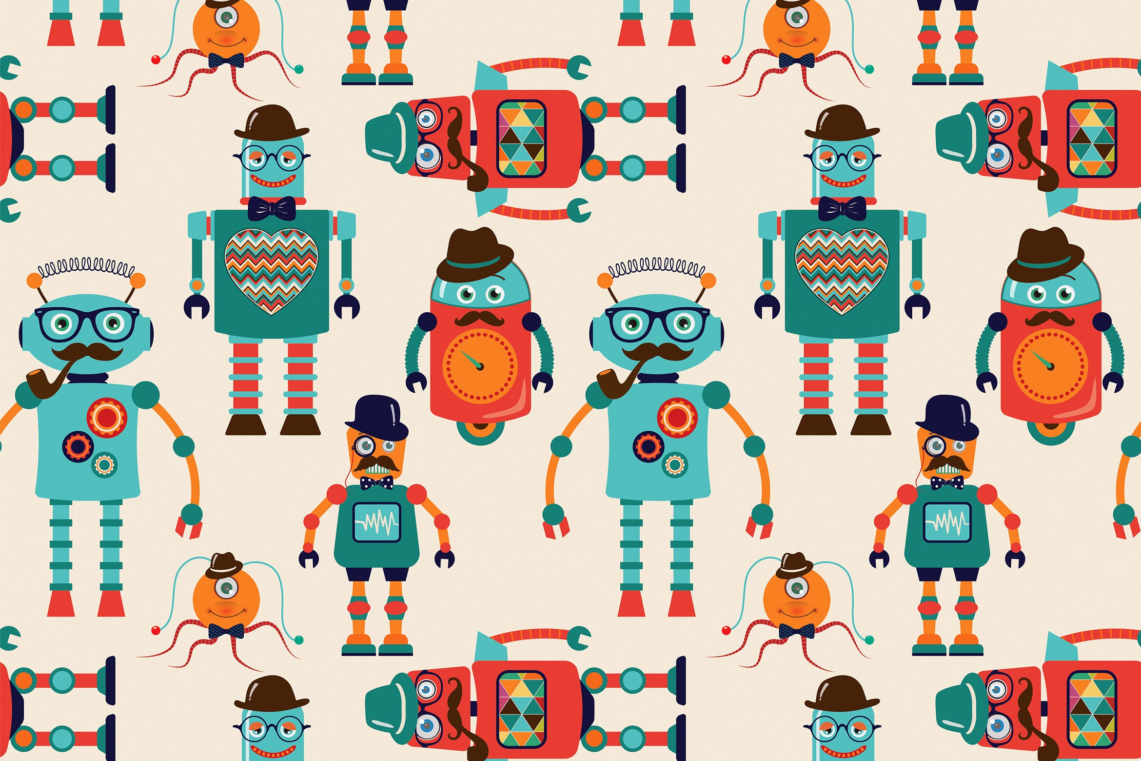 Retro Robots Background