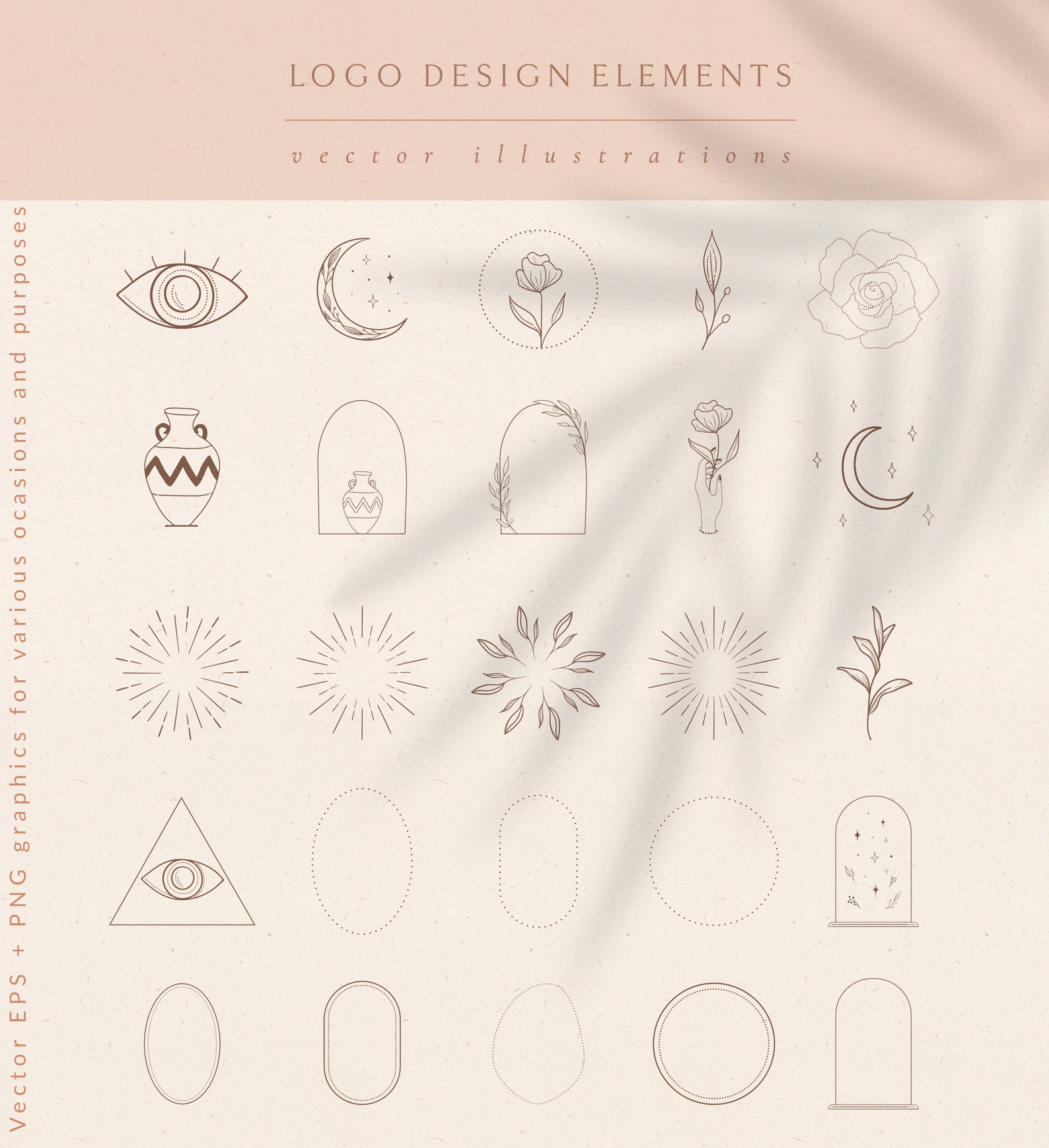 Logo Design Elements hand drawn Vector Illustrations for | Etsy