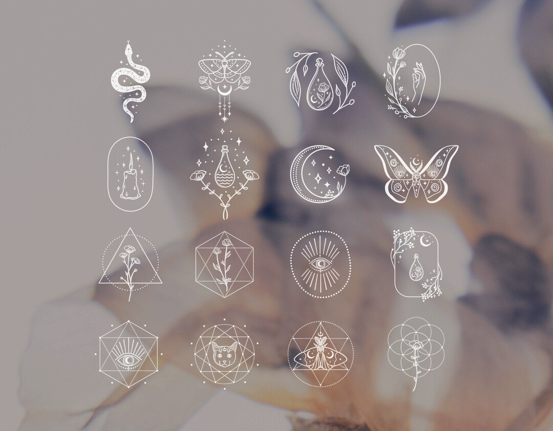 White Logo Designs Illustrations. Premade Logo. Tattoo. Sun, Dots ...