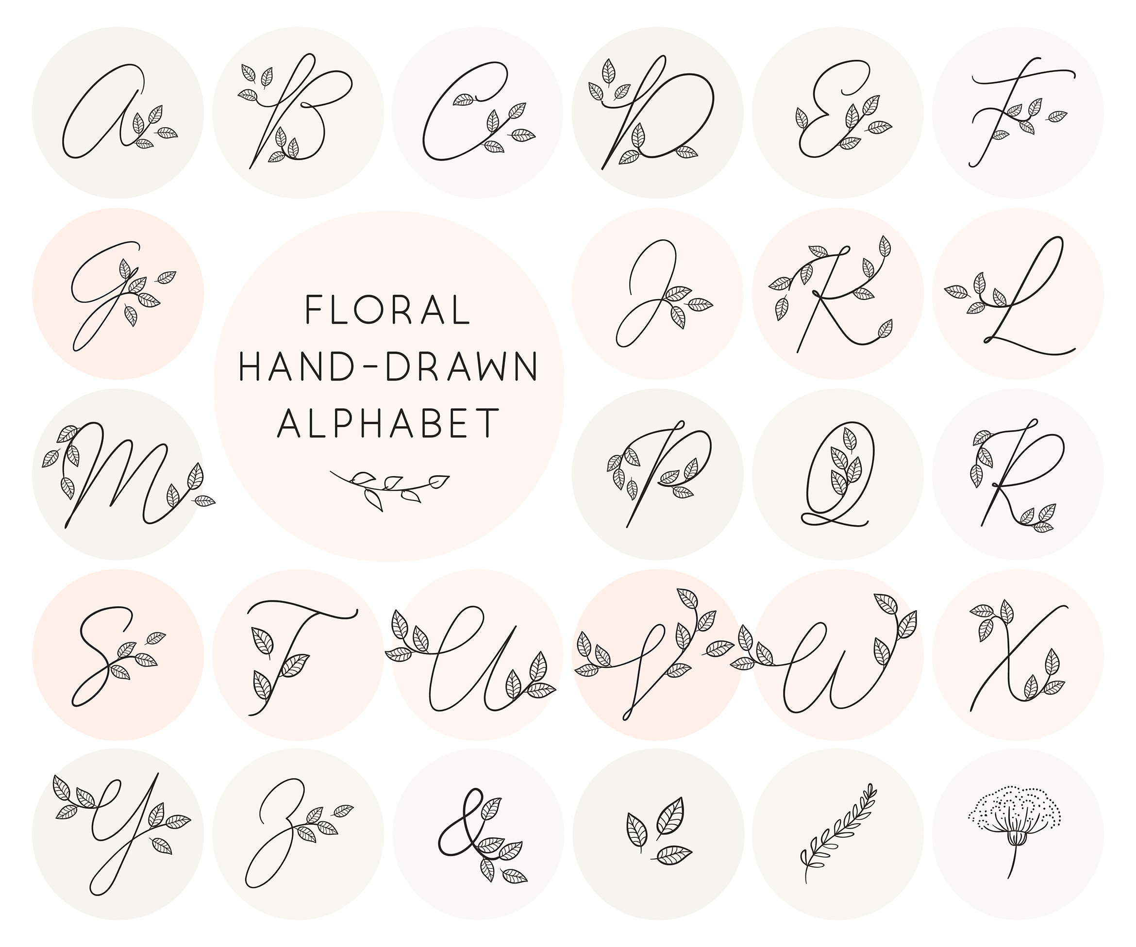 Floral Logo Font SVG Floral Letters Doodle Letters Floral | Etsy UK