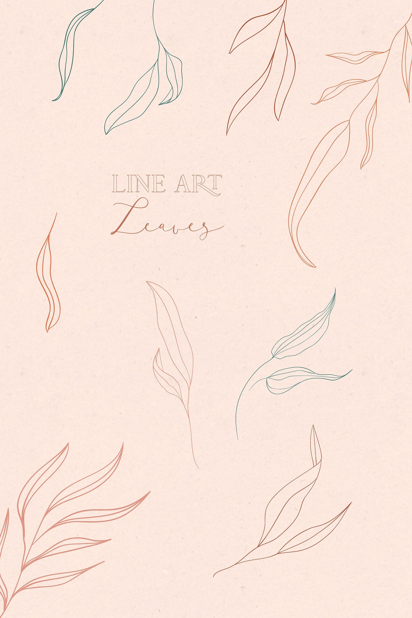 Line Clipart Hand Drawn Fine Art Graphic Leaves Illustration | Etsy