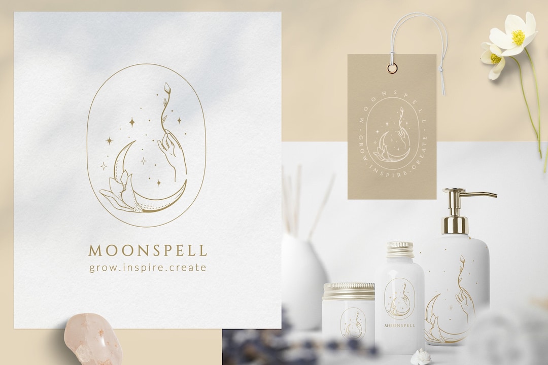 Premade Moon Brand Logo and Packaging Design for Blog or Small Business ...
