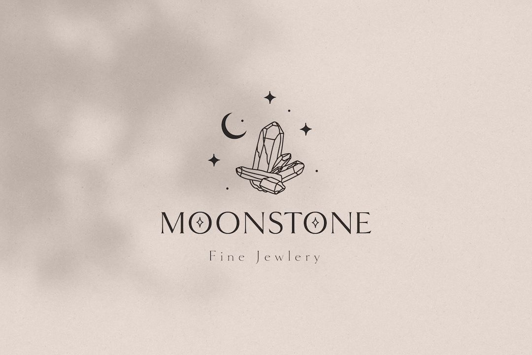 Premade Moonstone Fine Jewelry Brand Logo Design for Blog or Small ...