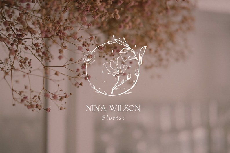 Premade Moon Flower Brand Logo Design for Blog or Small - Etsy