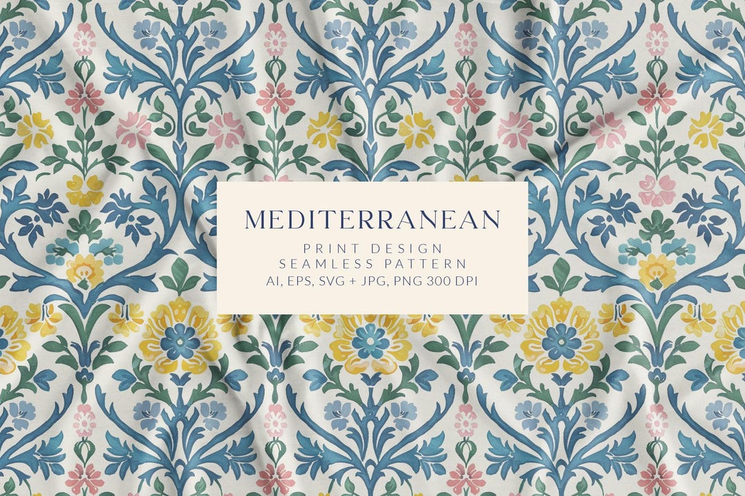 Antique Mediterranean Traditional Arabesque Ornament Print Design ...