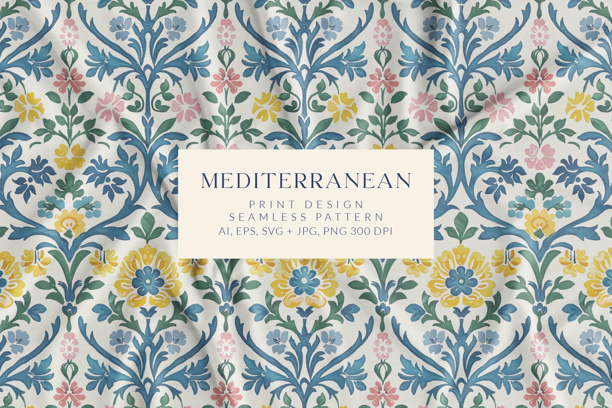 Antique Mediterranean Traditional Arabesque Ornament Print Design ...
