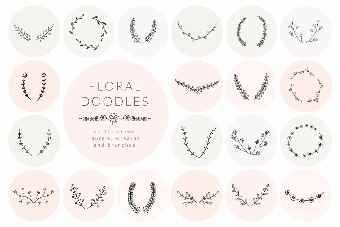 Hand Drawn Floral Doodles: SVG Hand Drawn Doodle Florals - Etsy